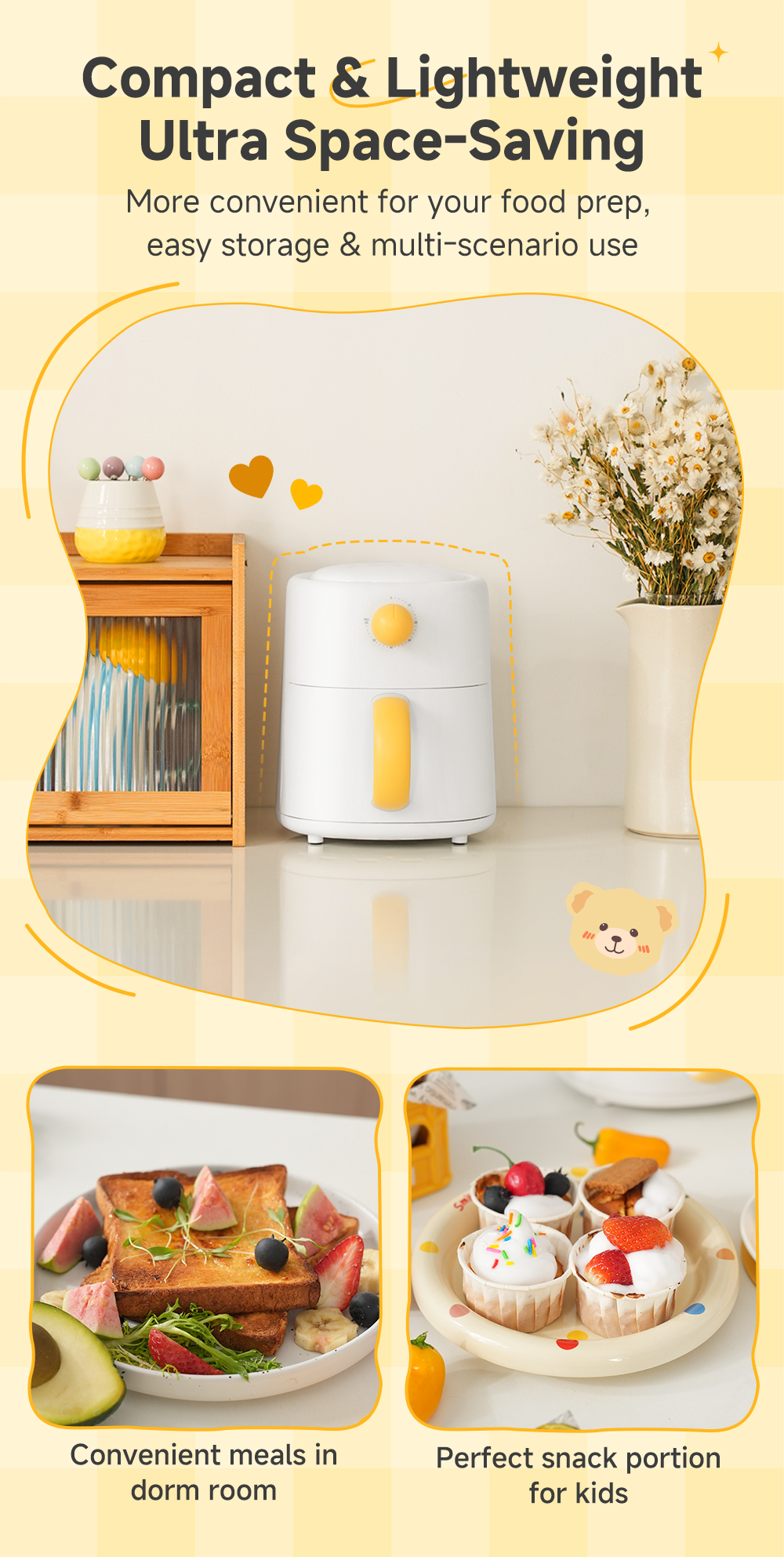 Simplus Air Fryer 2.5L Capacity Oil-Free Mini Compact Space-Saving ...