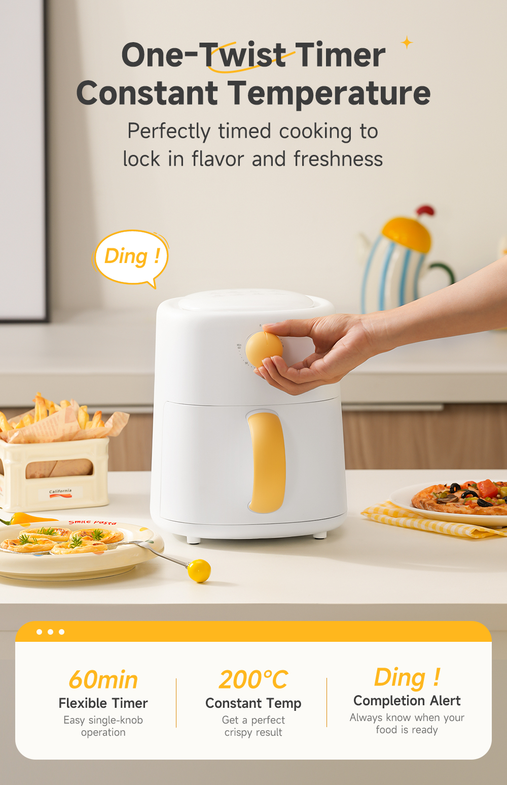 Simplus Air Fryer 2.5L Capacity Oil-Free Mini Compact Space-Saving ...