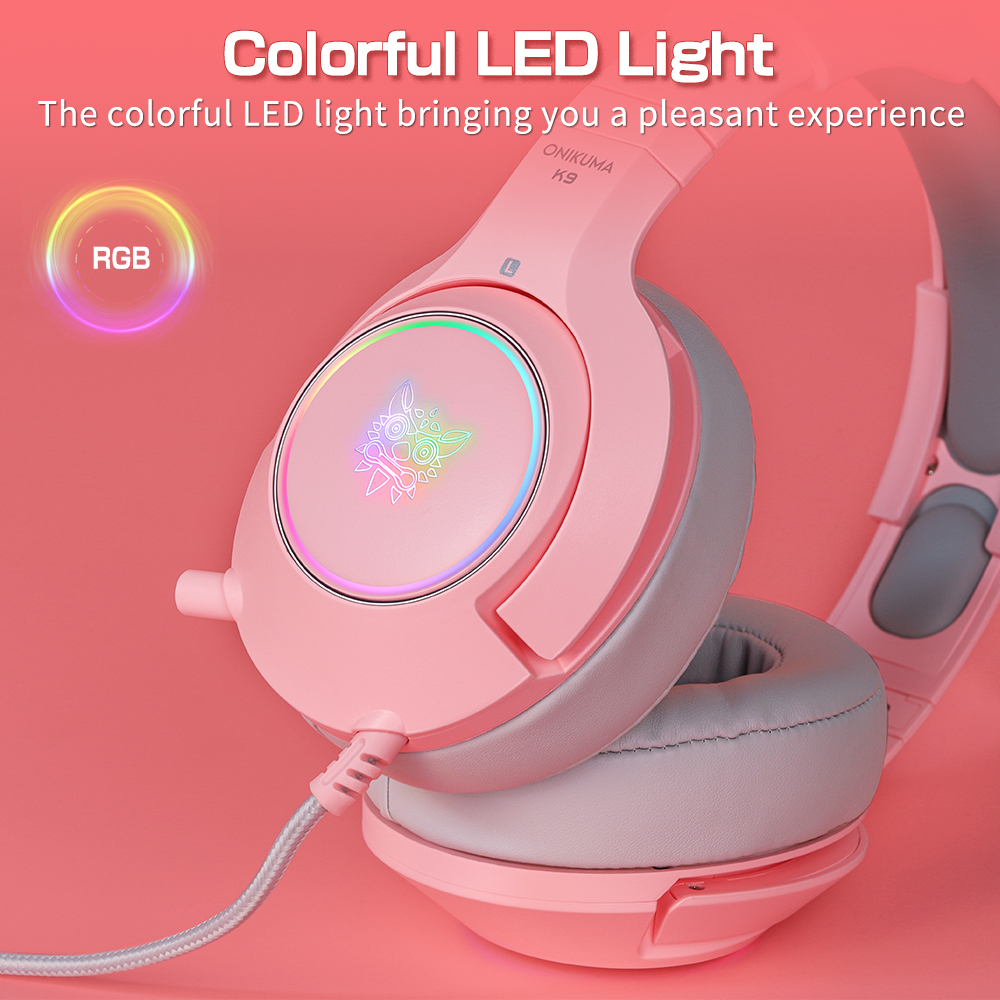 Onikuma K9 Gaming Headset with Removable Cat Ears Noise Canceling ...