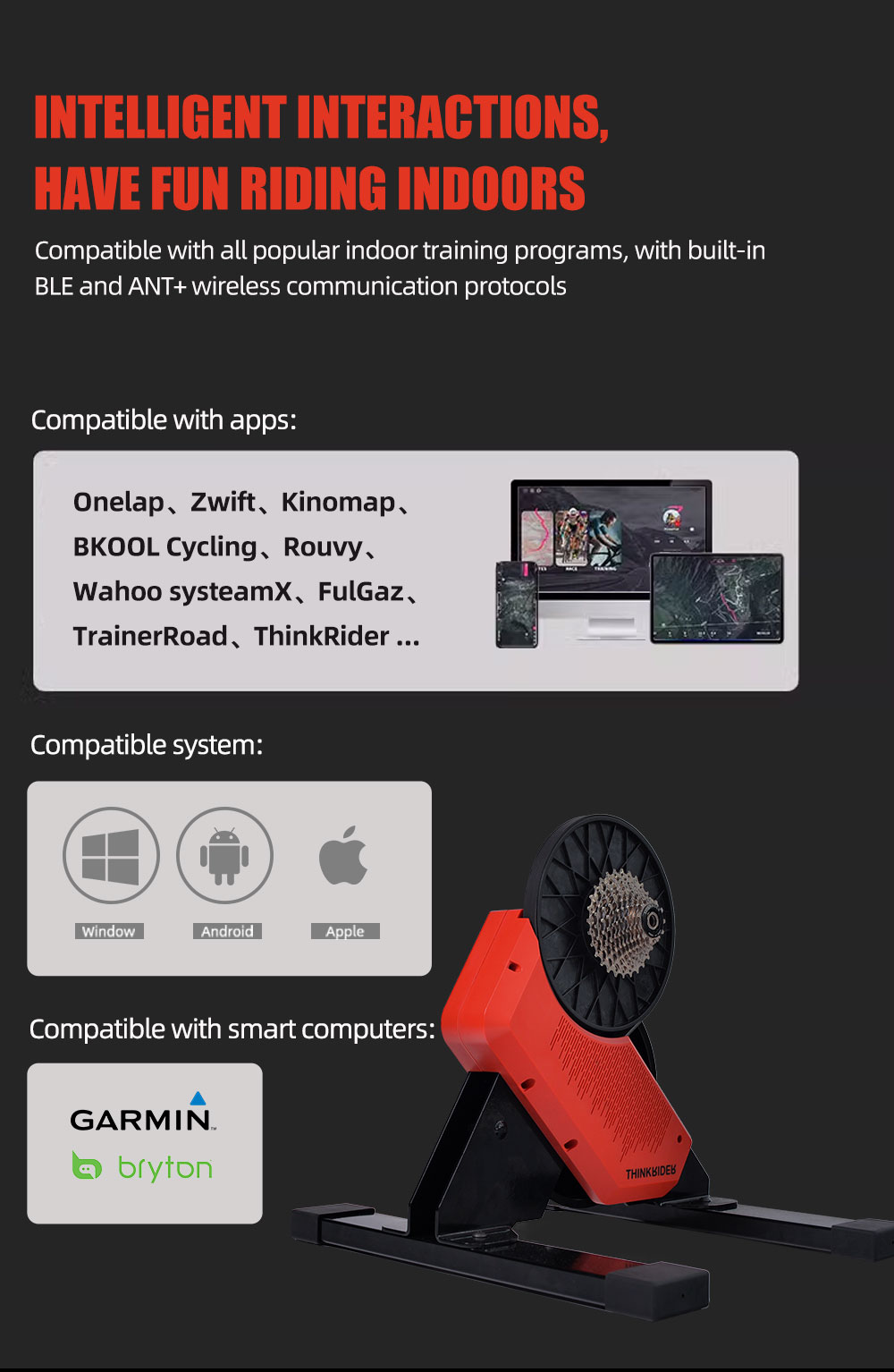 ThinkRider X2/X2MAX Smart Bike Trainer MTB Road Bicycle home trainer ...