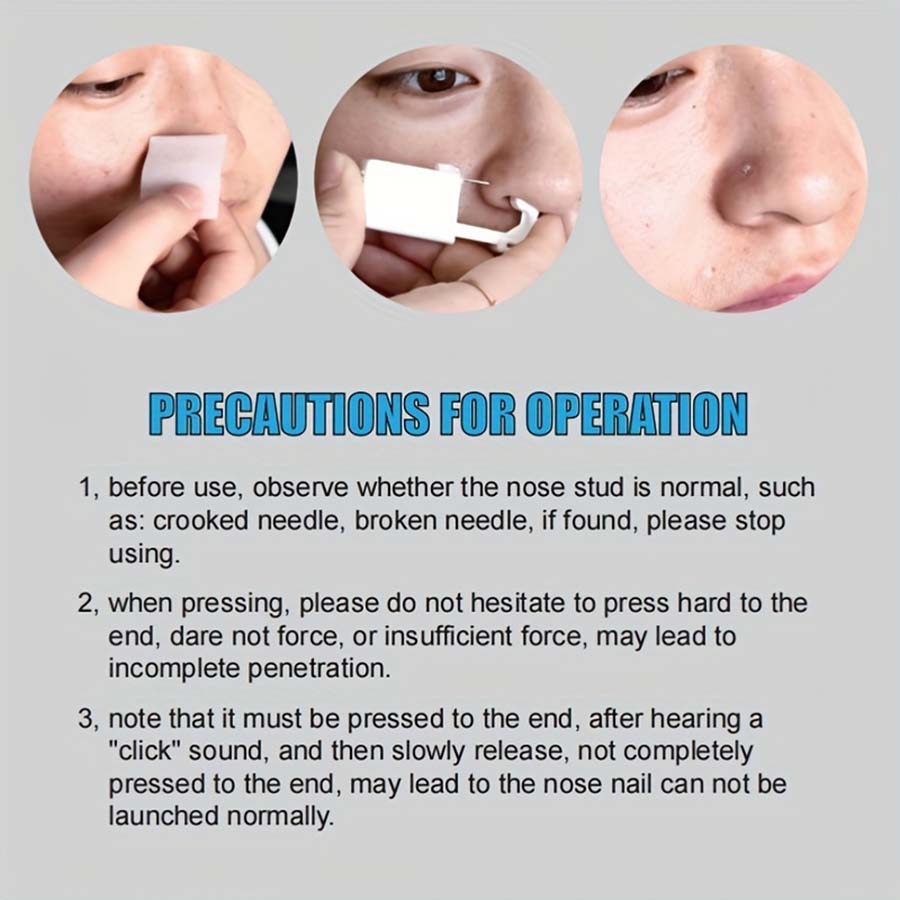 1PCS Disposable Nose Piercing Gun Built-in Nose Studs and 8PCS Nose ...