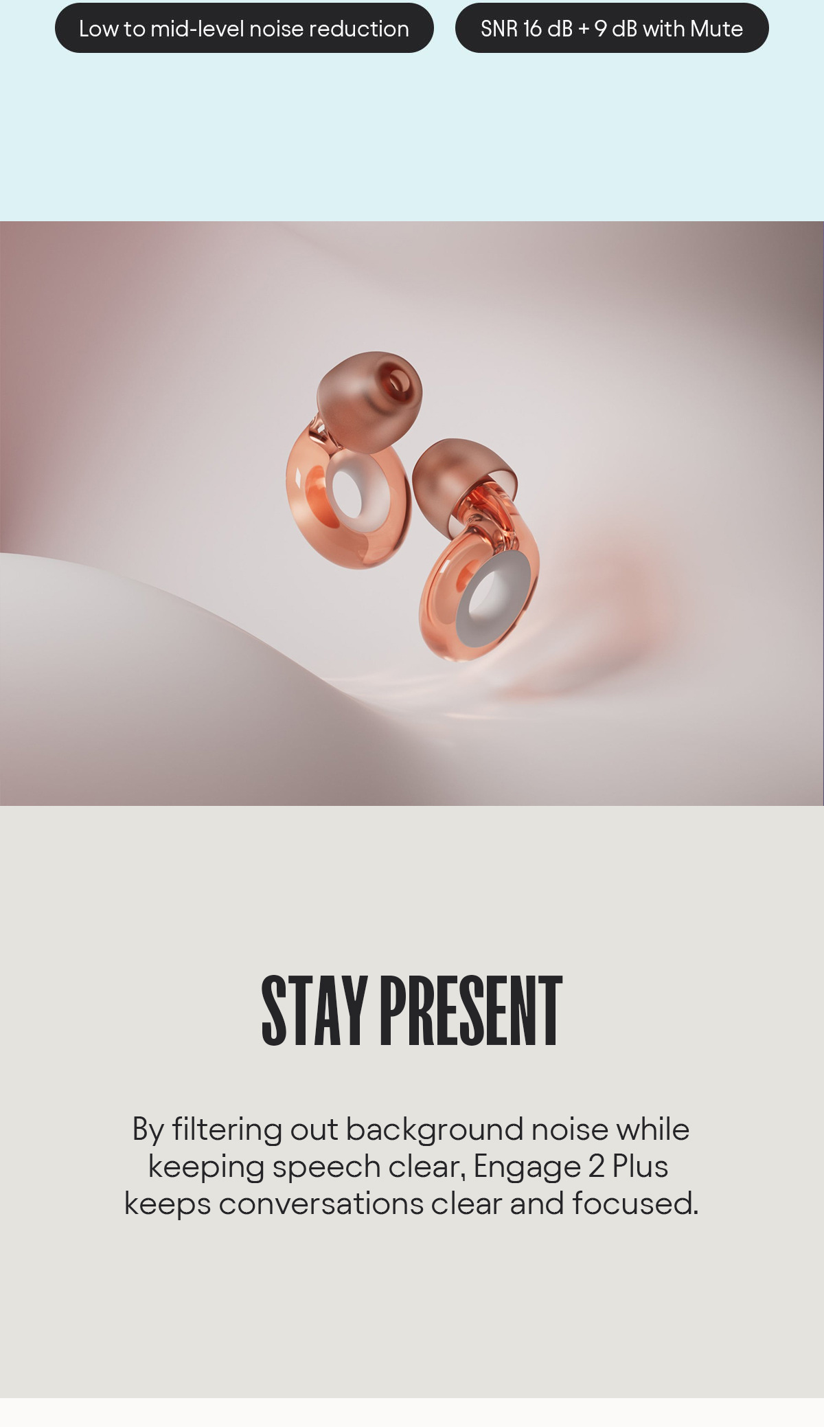 Loop Engage 2 Plus - High-Fidelity Noise Reducing Earplugs (16+9 dB ...