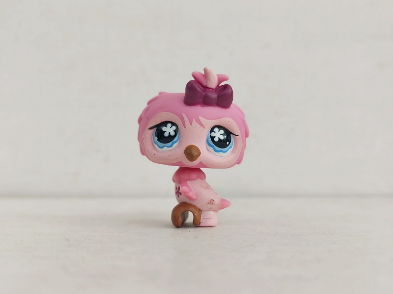 LPS Figure Pink Bird Blue Eyes Purple Bow #7081 Littlest Pet Shop toy ...