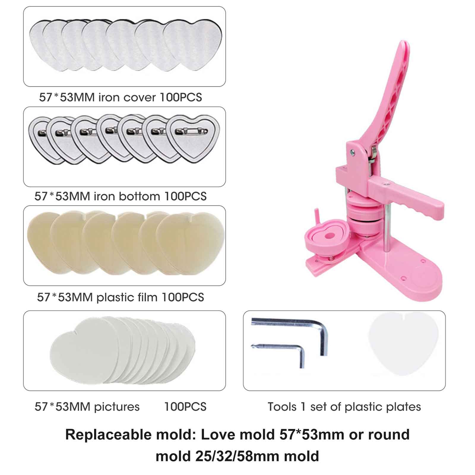 【Local Warehouse+COD】57mmx53mm heart shape button badge maker machine ...