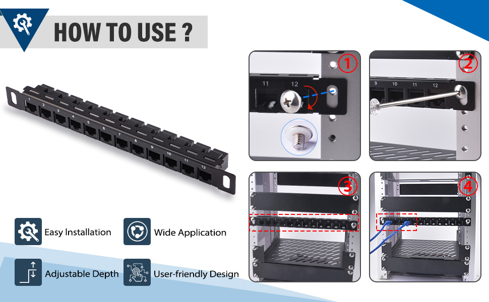 DeskPi Rackmate Accessories 12 Port Patch Panel, 10inch 0.5U CAT6 Network Patch Panel | Shopee ...