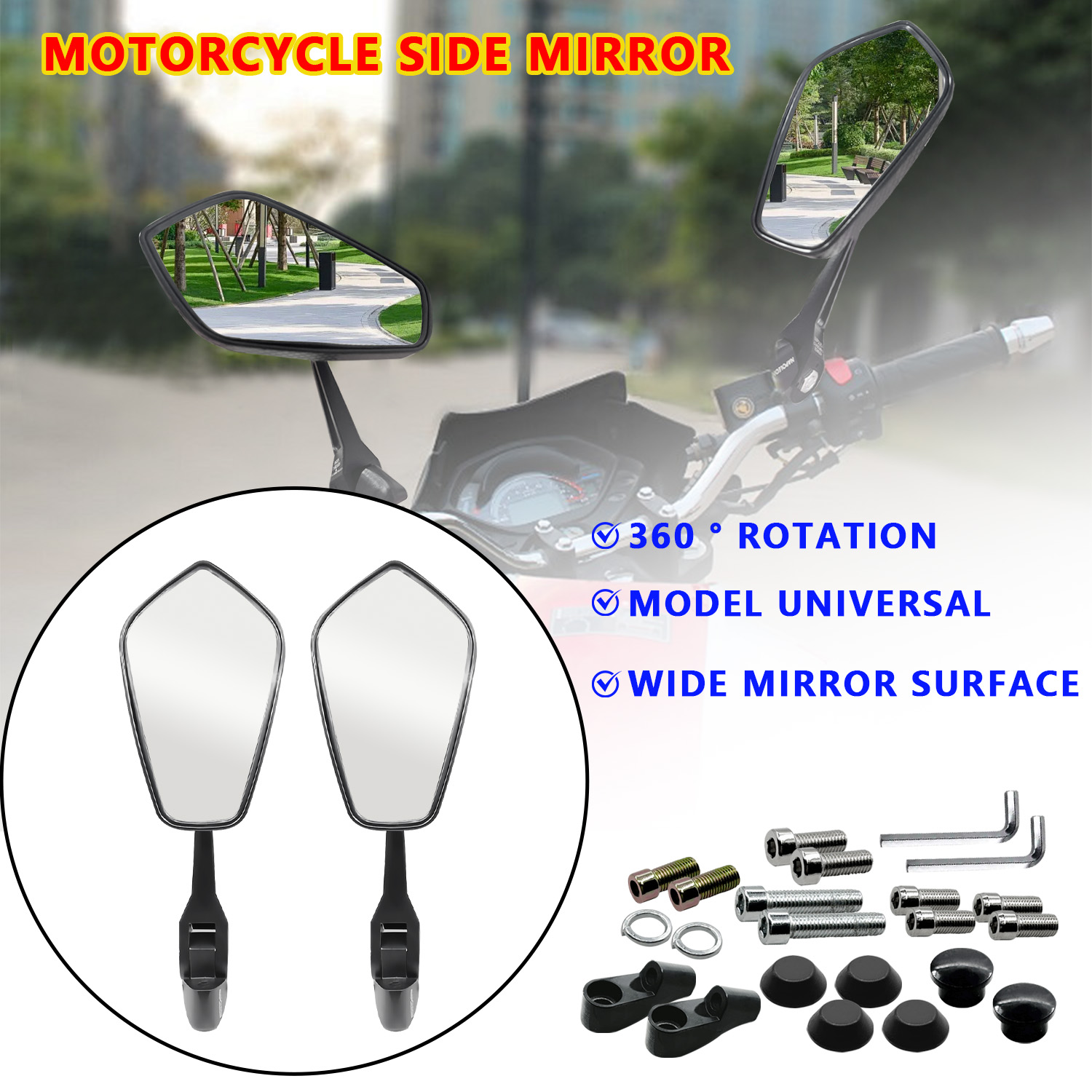 Street King Side Mirror v2 Anti-Glare Blue Lens Carbon Fiber Design CNC ...