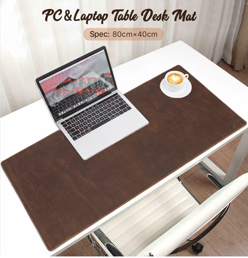 Handmade Genuine Leather Large Size Mouse Pad Anti-slip Keyboard Table ...
