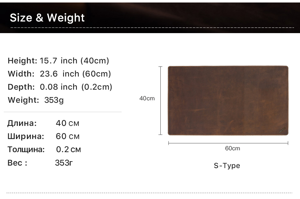 Handmade Genuine Leather Large Size Mouse Pad Anti-slip Keyboard Table ...