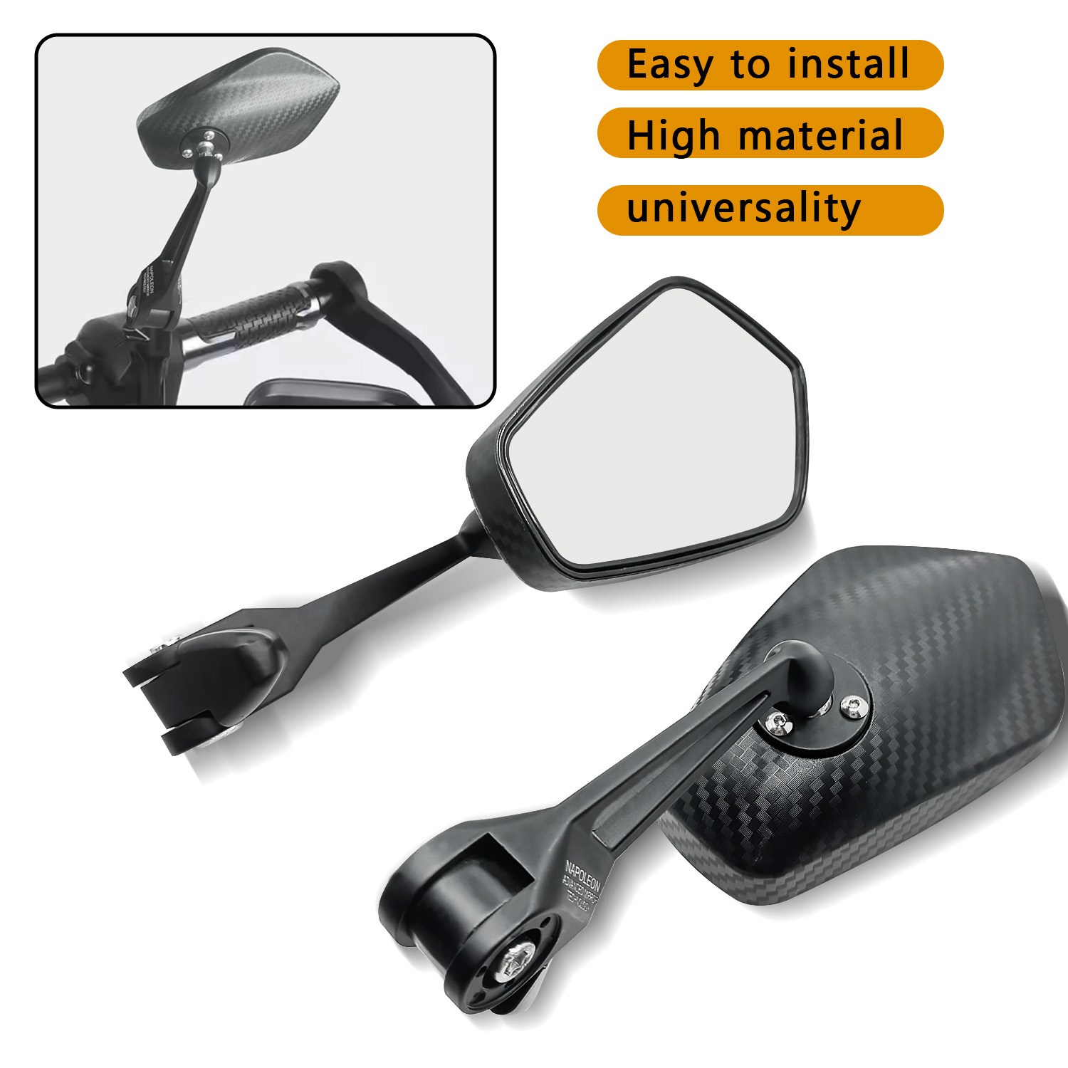 Street King Side Mirror v2 Anti-Glare Blue Lens Carbon Fiber Design CNC ...