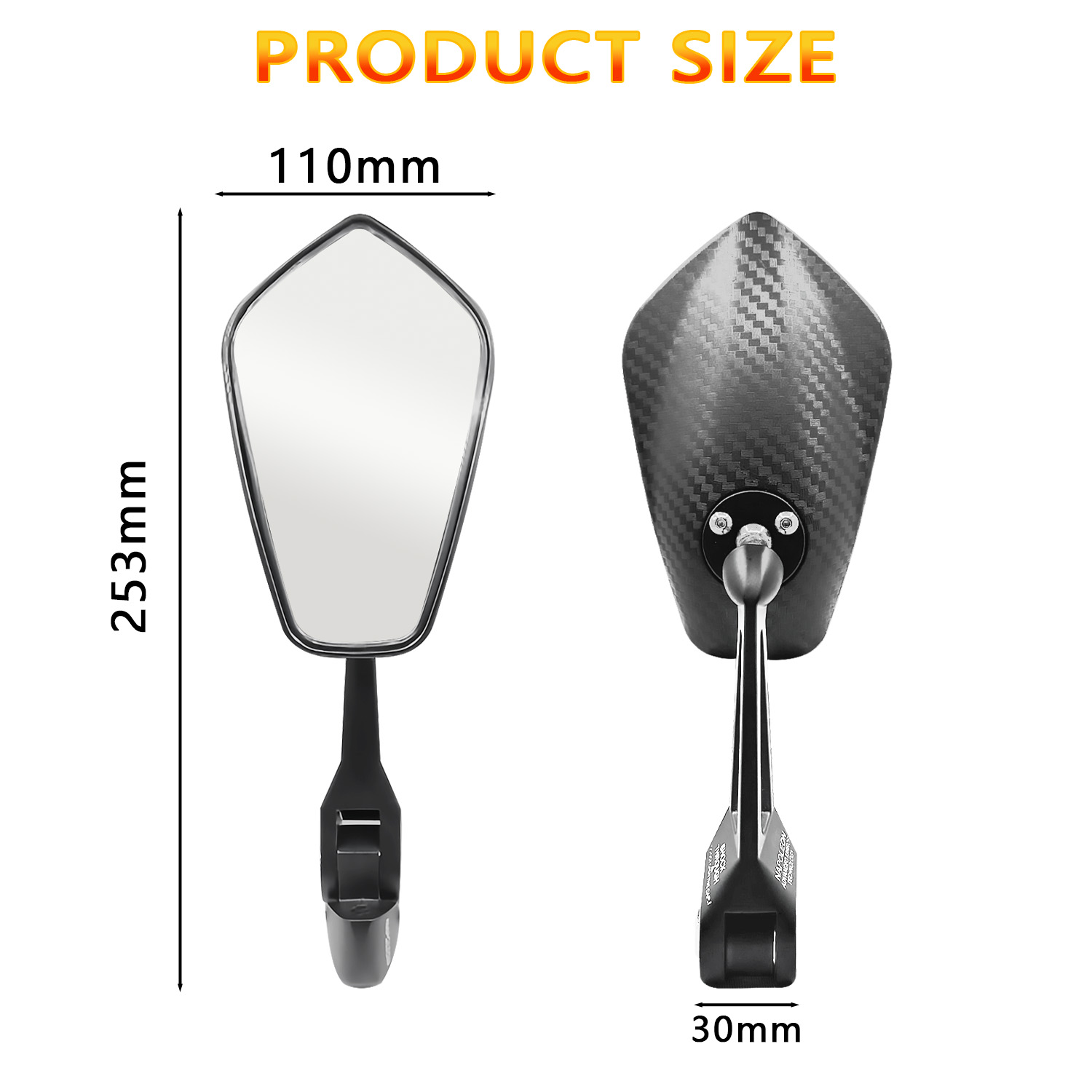 Street King Side Mirror v2 Anti-Glare Blue Lens Carbon Fiber Design CNC ...