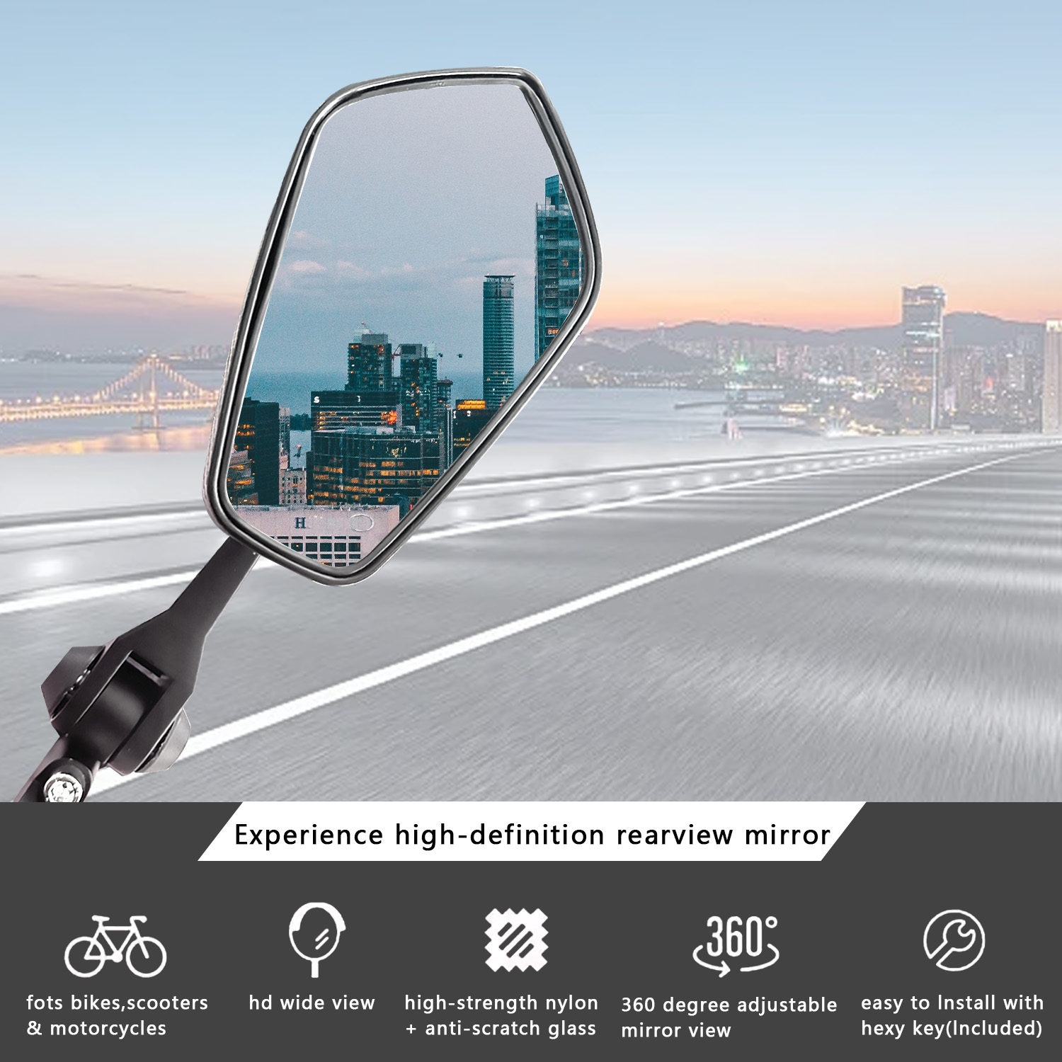 Street King Side Mirror v2 Anti-Glare Blue Lens Carbon Fiber Design CNC ...