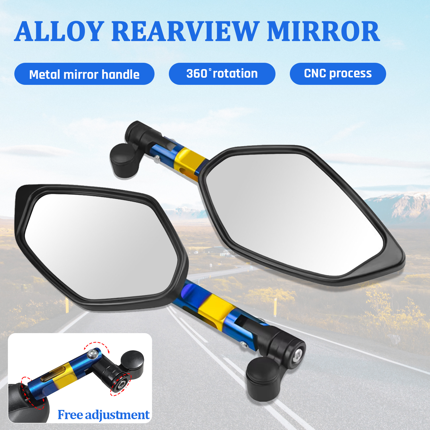 Universal Side Mirror 2tone CNC Short Stem Made IN Thailand Motorcycle ...