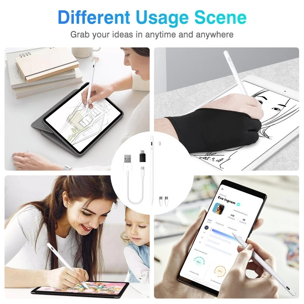 Universal Fine-Tip Touchscreen Capacitive Stylus Pen with 2 Extra Nibs ...