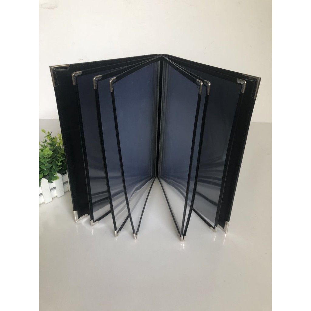 【24h Ship】Black Leather Cover High-end Menu Book Menu Stand Menu Holder ...