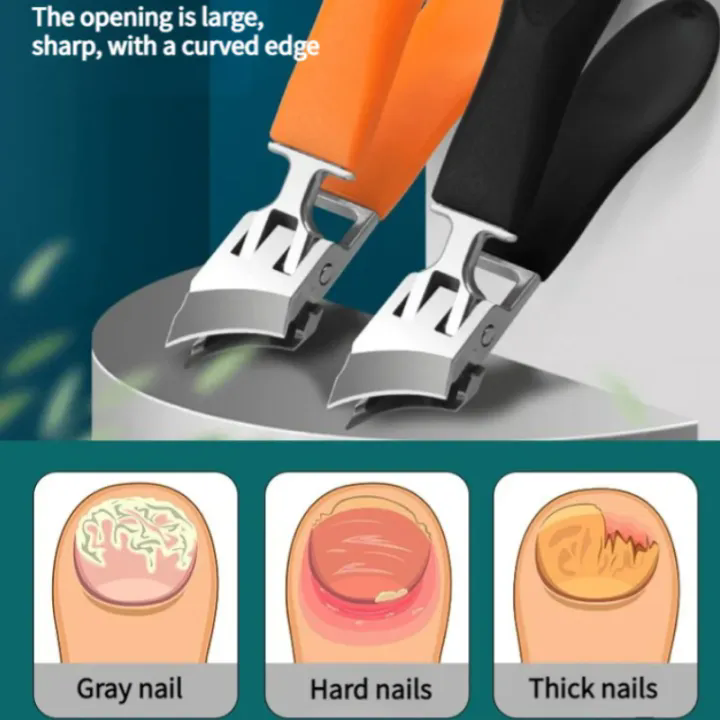 Large Angle Nail Clipper Anti-Splash Thick Hard Nail Cutter Stainless ...