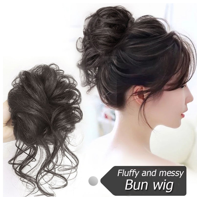 Messy Curly Hair Bun with Elastic Band - Synthetic Ponytail for Women ...