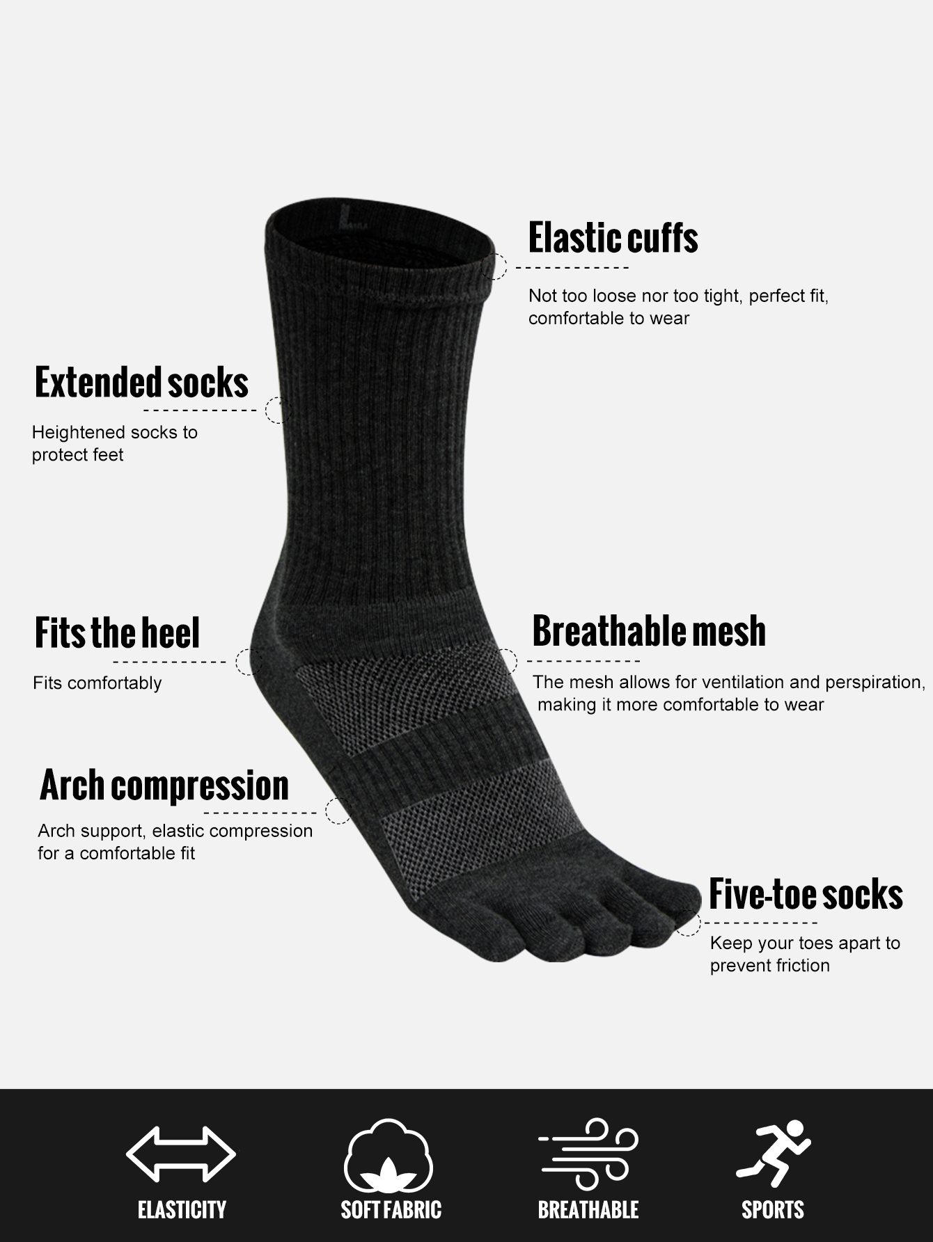 WRELS five-toe socks breathable running marathon competition for men ...