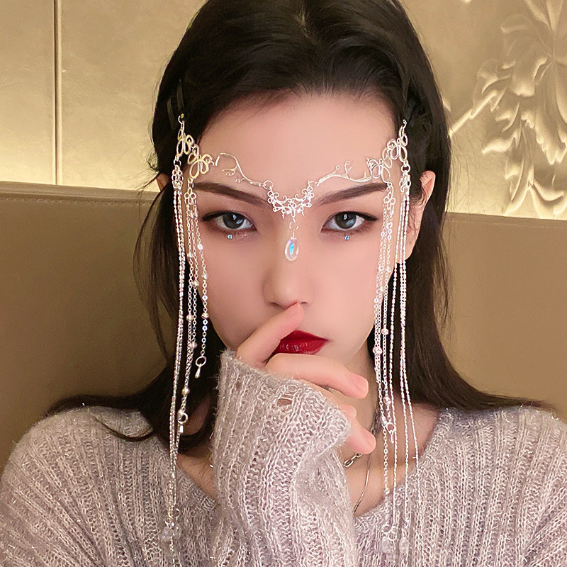 Crystal Forehead Chain Ethereal Design Bohemian Tassel Hair Accessory ...