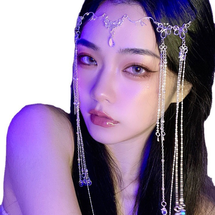 Crystal Forehead Chain Ethereal Design Bohemian Tassel Hair Accessory ...