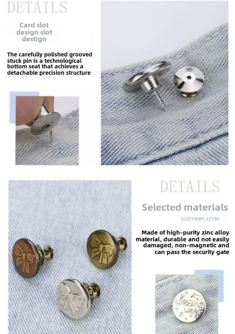 10PCS Jeans Button Replacement 17mm No-Sew Metal Button Repair Kit ...