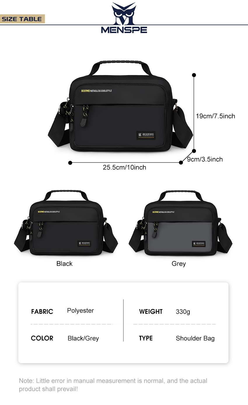 MENSPE Men's Bag Stylish Shoulder Bag Large Capacity Messenger Bag ...