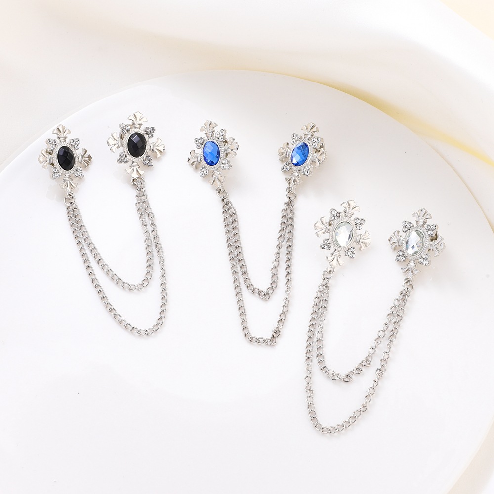 Elegant Brooch - Rhinestone Fringe Cross Pin, Unisex Collar Chain ...