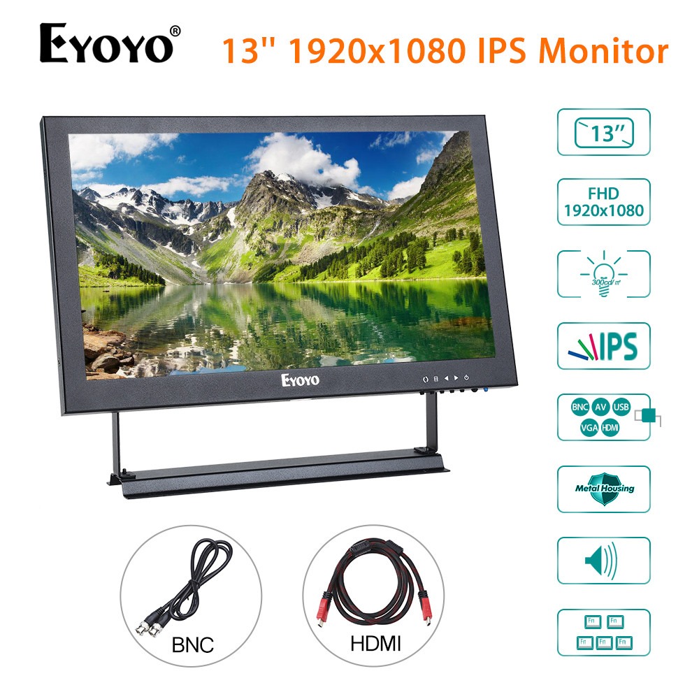 Eyoyo 13 inch IPS Field Monitor 1920x1080 16:9 LCD Screen Display ...