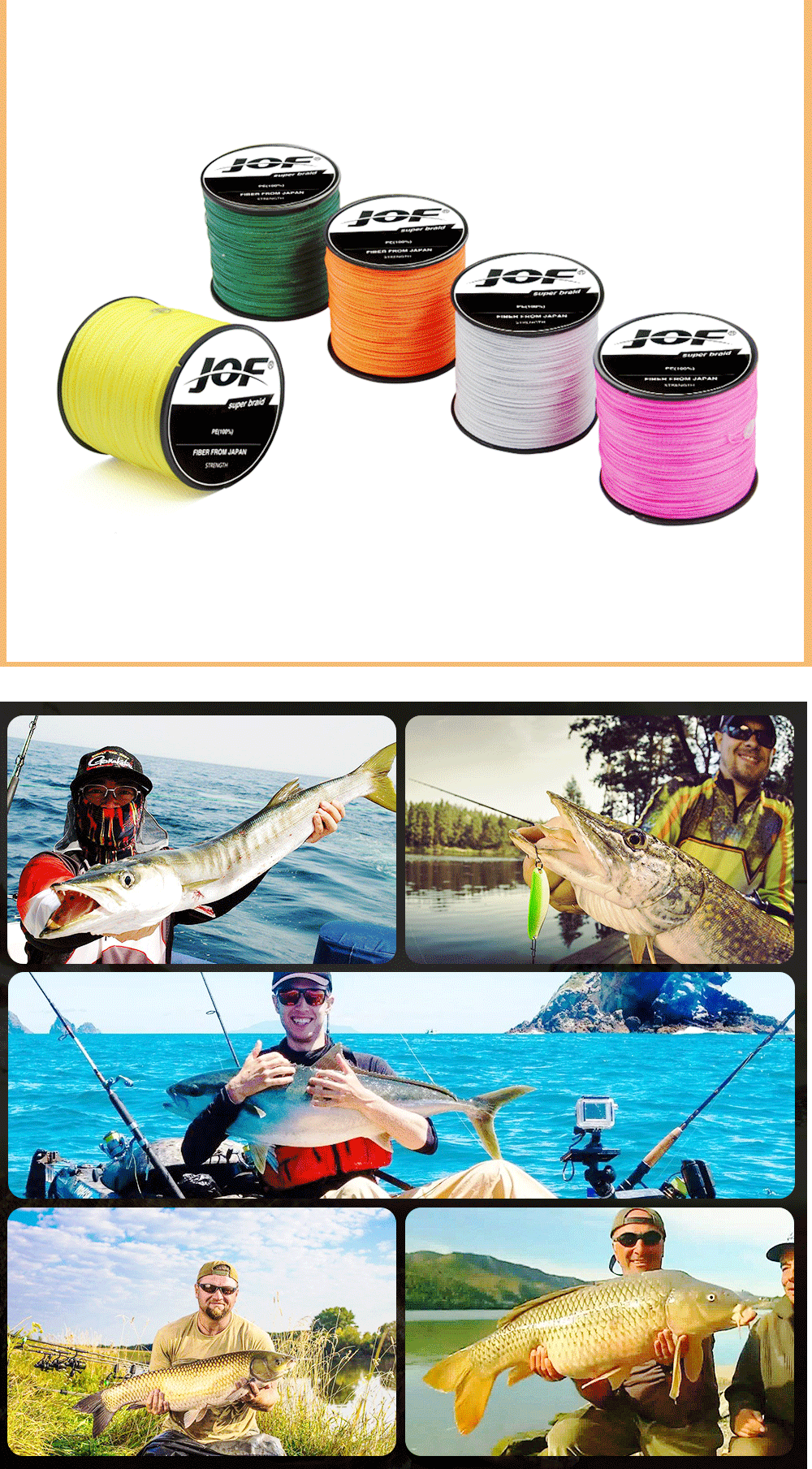 Jof Braid 4 300m 500m 1000m Original Color Green 4 Braided Fishing Line ...