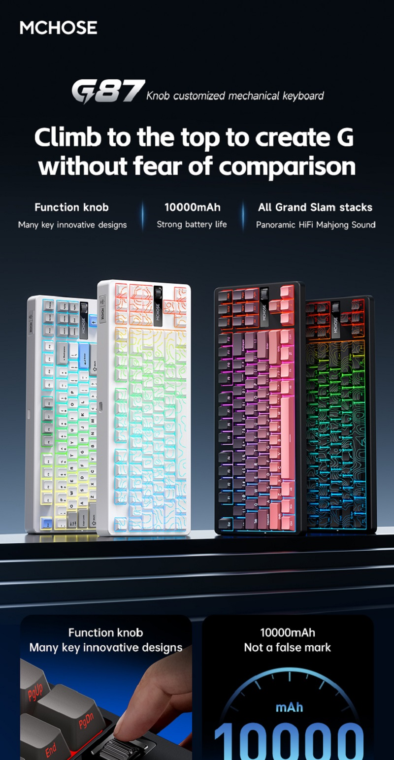 MCHOSE G87 Keyboard Wireless Mechanical Keyboard,Bluetooth RGB Side-Engraved Gaming Keyboard ...
