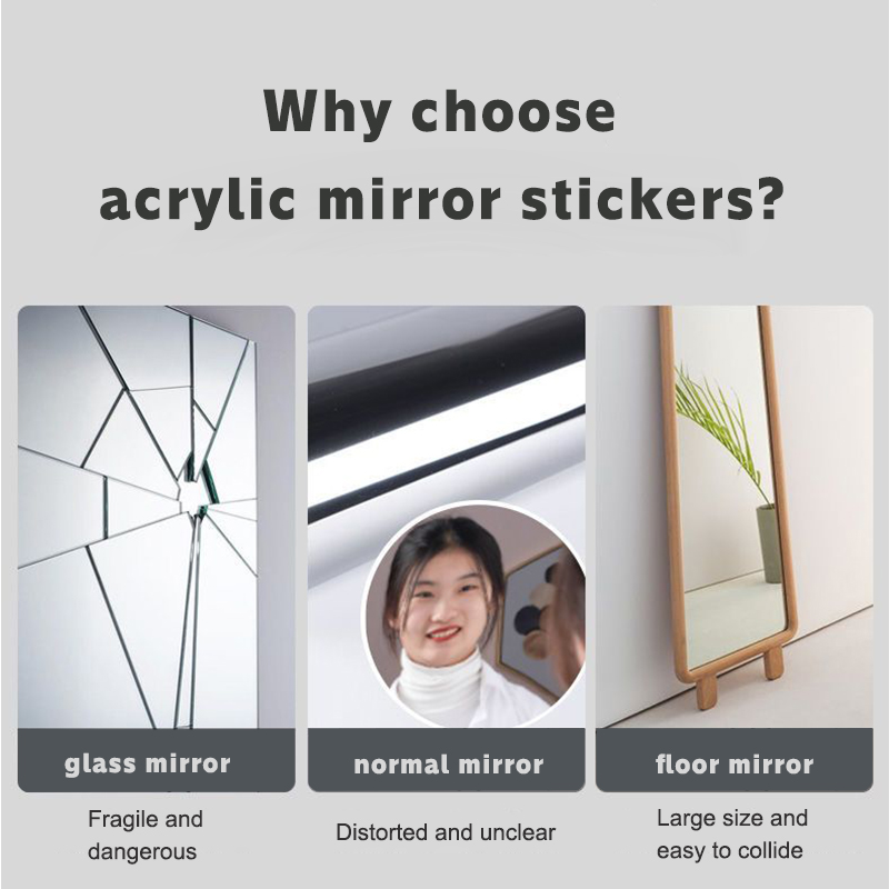 HD Wall Mirror Acrylic Full body mirror Sticker Mirror Self-Adhesive ...