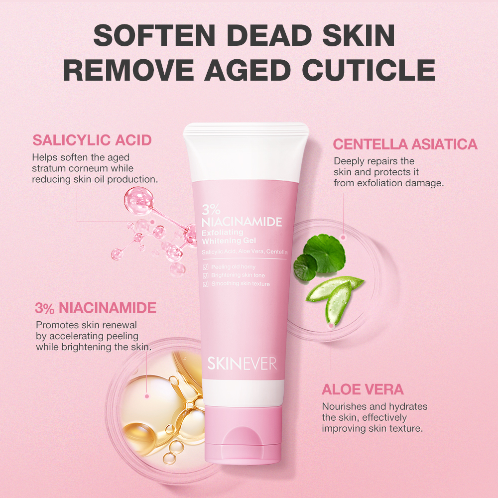 SKINEVER 3%Niacinamide Face Scrub Peel Gel Brightening Whitening Repair ...