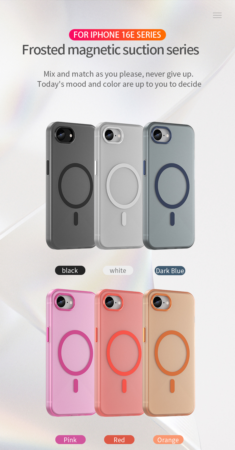 black Case for iPhone 16E/SE4 SE3 SE2 7 8 PhoneCase magnetic charge ...