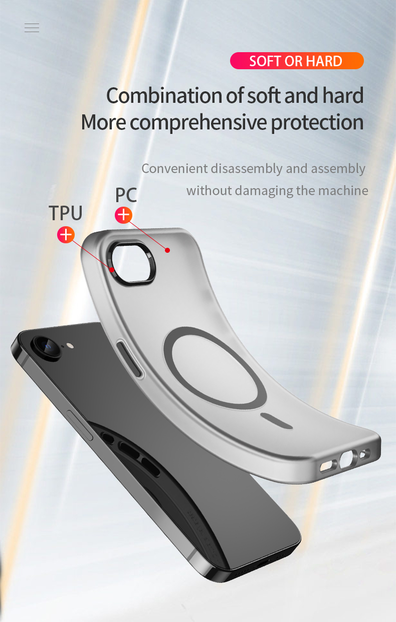 black Case for iPhone 16E/SE4 SE3 SE2 7 8 PhoneCase magnetic charge ...