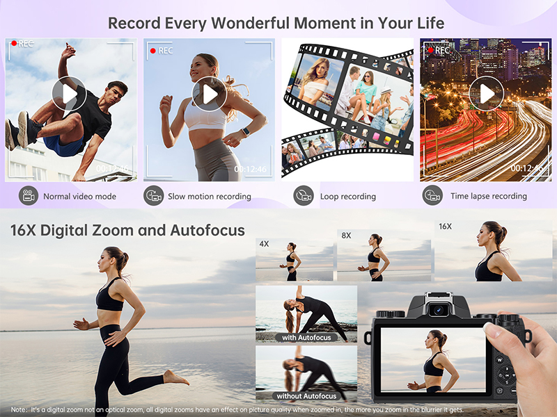 VETEK6-pro 8K Digital Camera Autofocus, WiFi Touchscreen 16X Digital ...