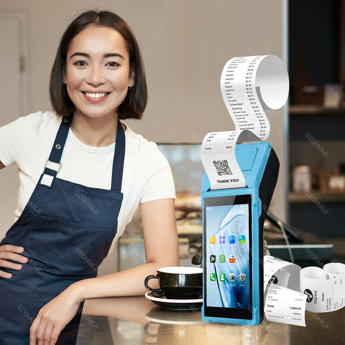 PDA POS Android 8.1 Built-in 58mm Receipt Printer Support SRS App Loyverse App Peddlr App ...