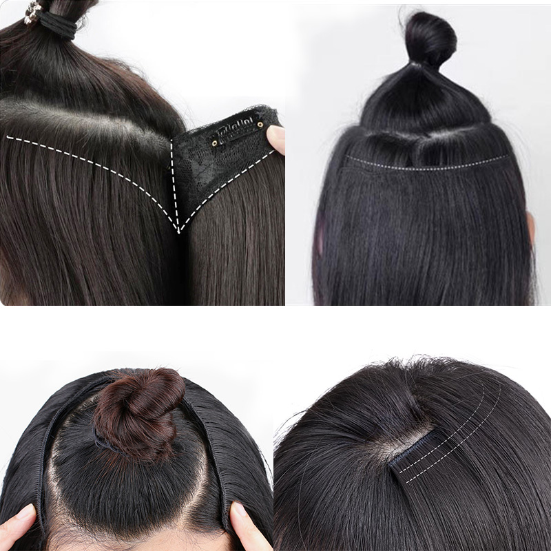 Synthetic Clip In Hair Extension 40cm Short Straight Wig with 4 Clips V ...