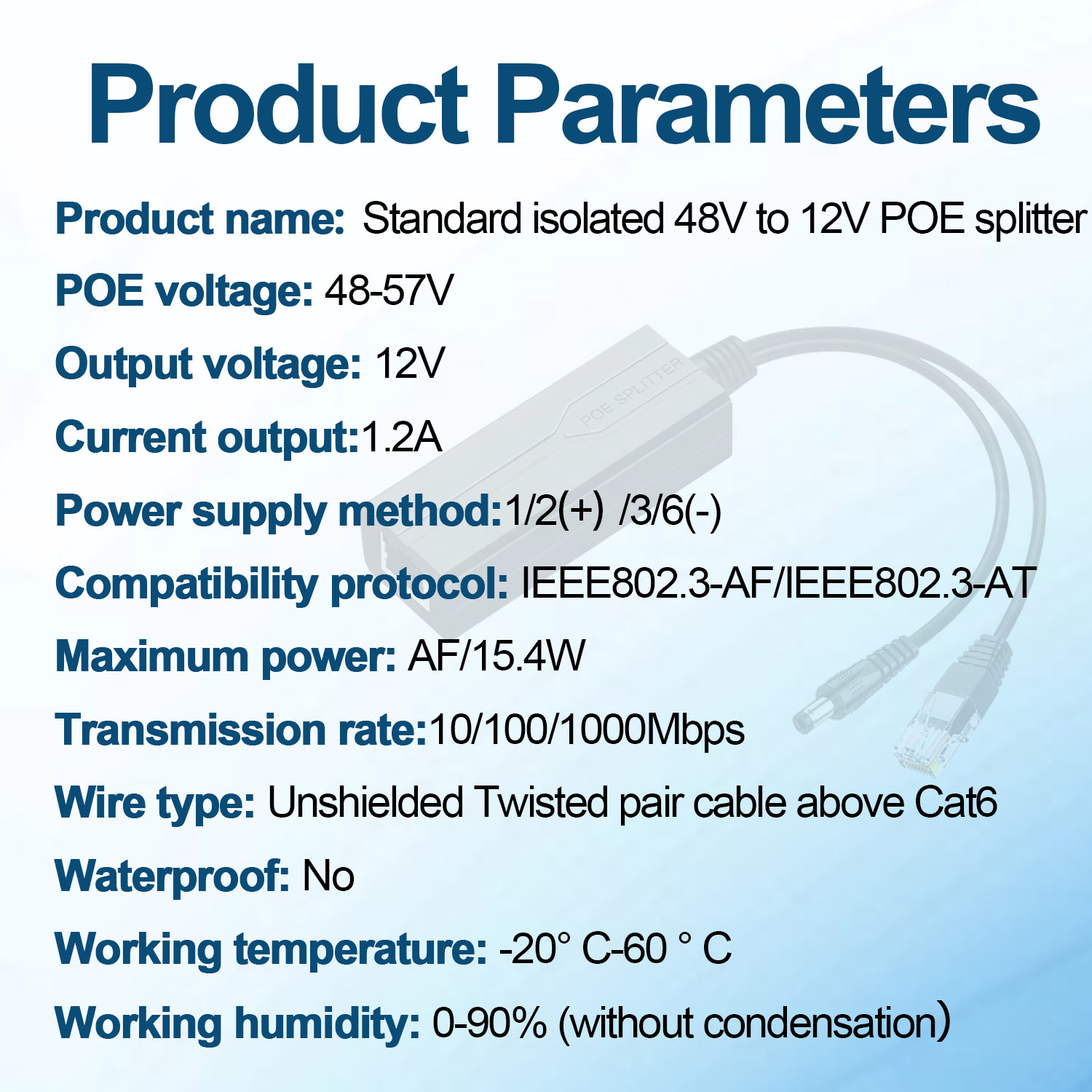 Gigabit 1000Mbps Standard PoE Splitter 48V to 12V isolated PoE power supply module | Shopee ...