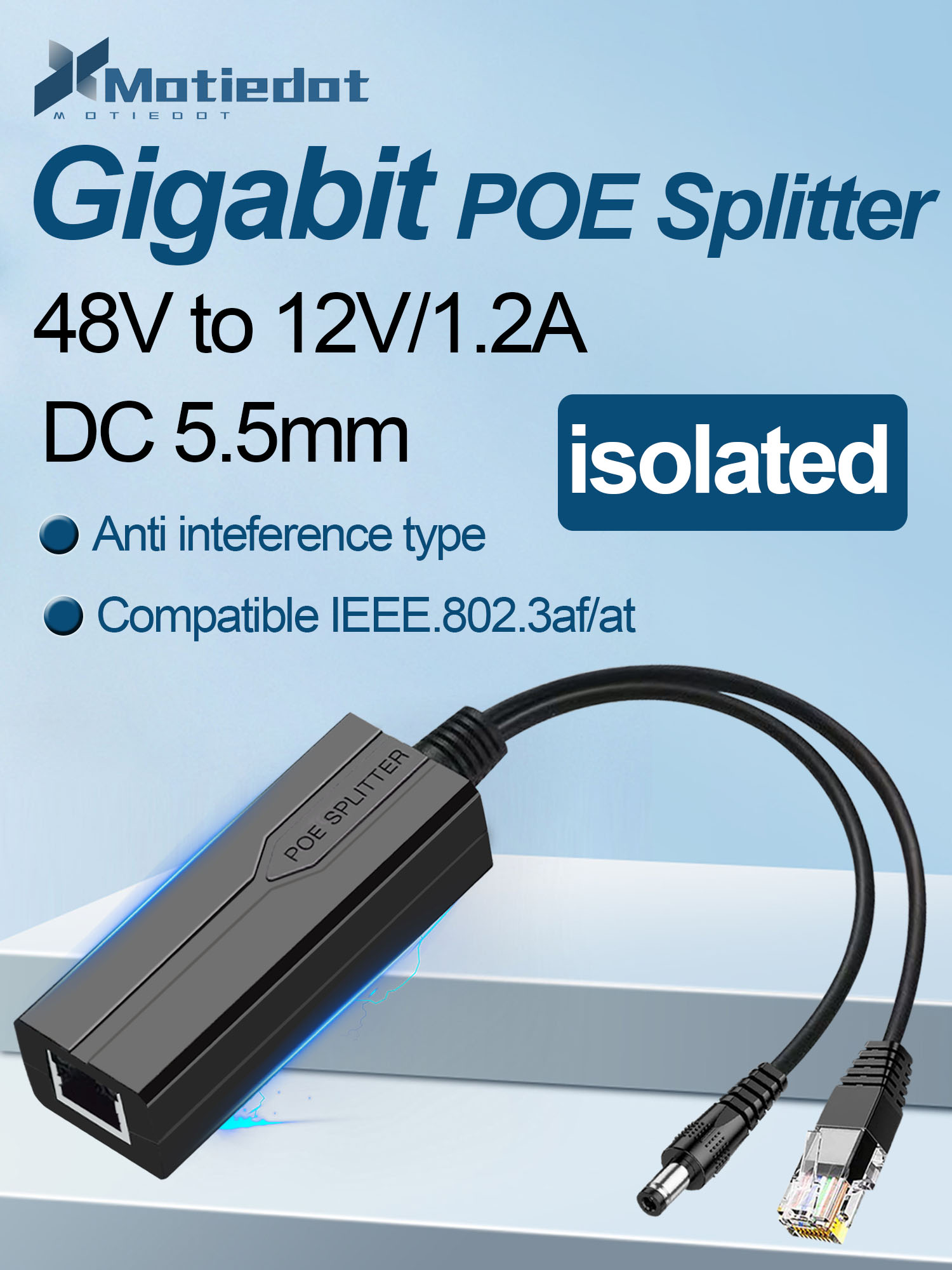Gigabit 1000Mbps Standard PoE Splitter 48V to 12V isolated PoE power supply module | Shopee ...