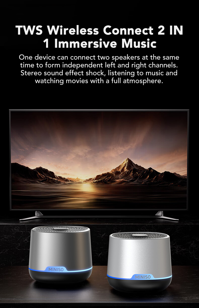 MINISO M100 Bluetooth Speaker Mini Bluetooth Speaker True Wireless HD Stereo Outdoor Sports High ...