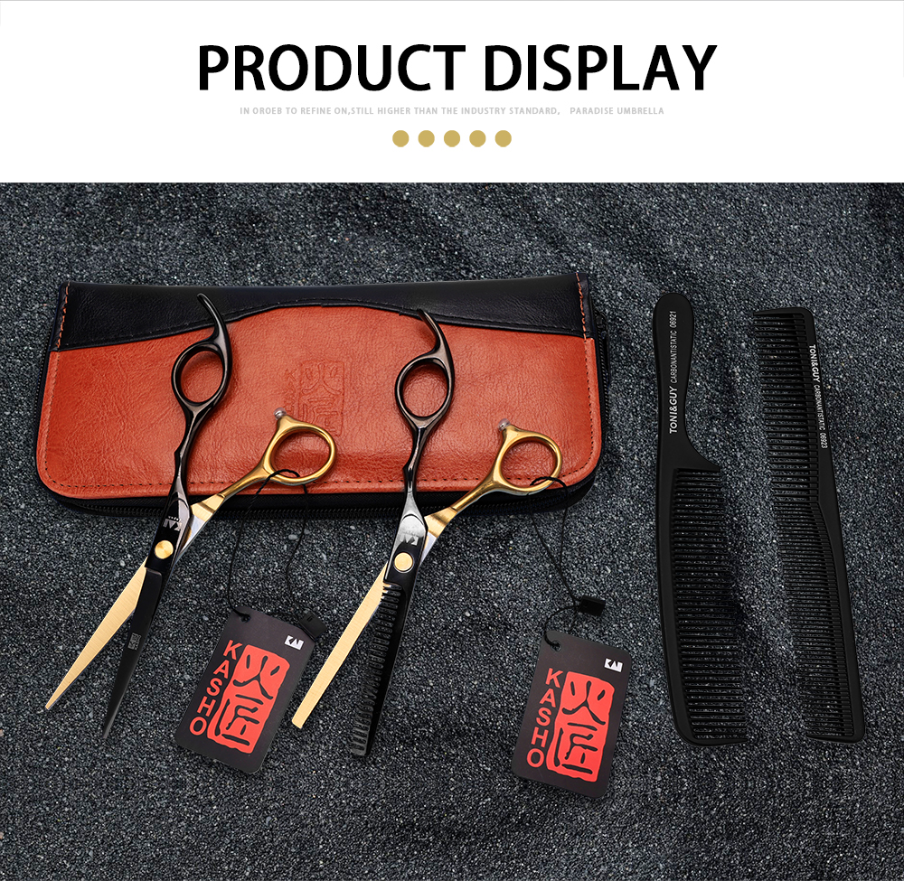 Ready Stock Kasho 440C Hair Cutting Scissors Japan Barber Tooth Scissors Flat Scissors for Salon ...