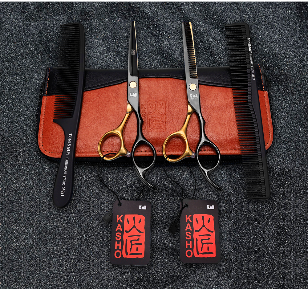Ready Stock Kasho 440C Hair Cutting Scissors Japan Barber Tooth Scissors Flat Scissors for Salon ...