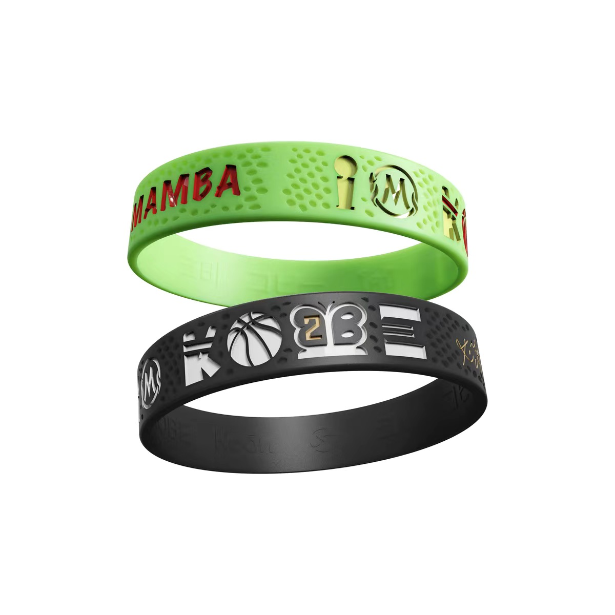 I AM KOBE 2 Size Baller Bands Black Mamba Sports Rubber Wristbands King ...