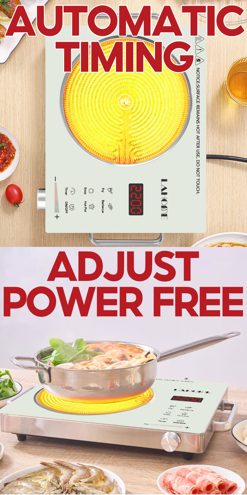 LAHOME Smart Electric Ceramic Stove Original Burner Infrared Induction ...