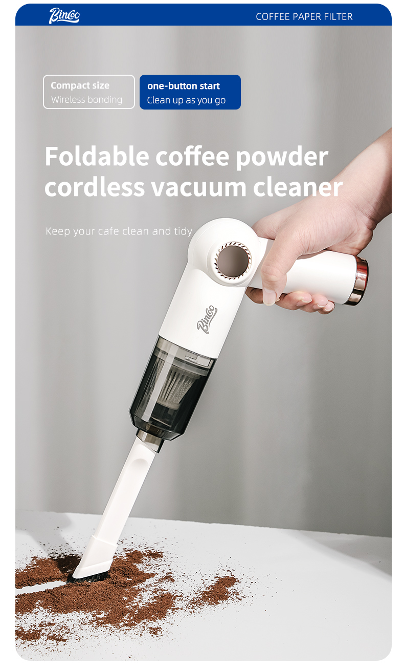 BINCOO Coffee Dust Vacuum Cleaner Small Wireless Rechargeable Dust ...