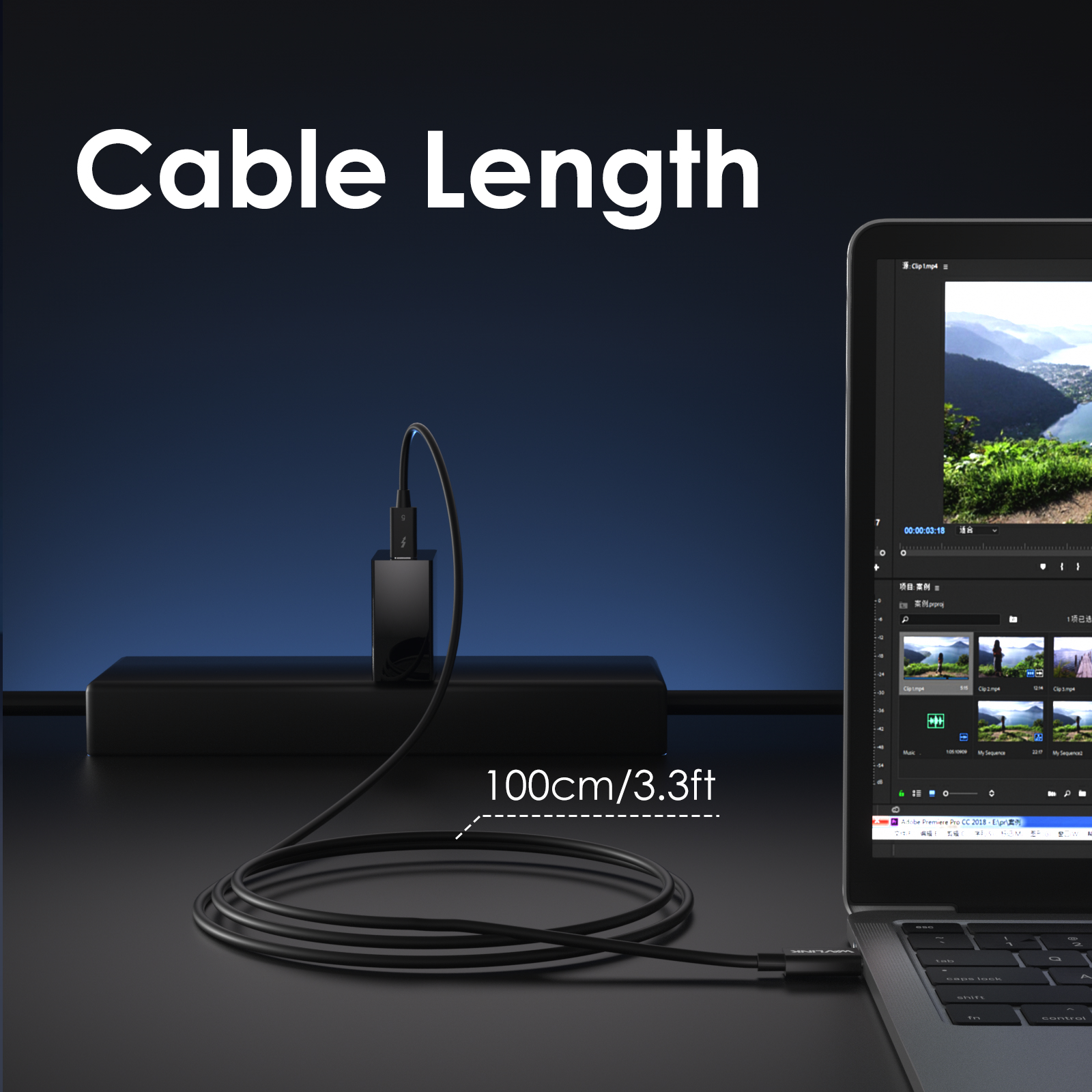 WAVLINK Thunderbolt 5 Certification Cable 120Gbps Fast Data 240W Power Delivery USB-C Cable 8K ...