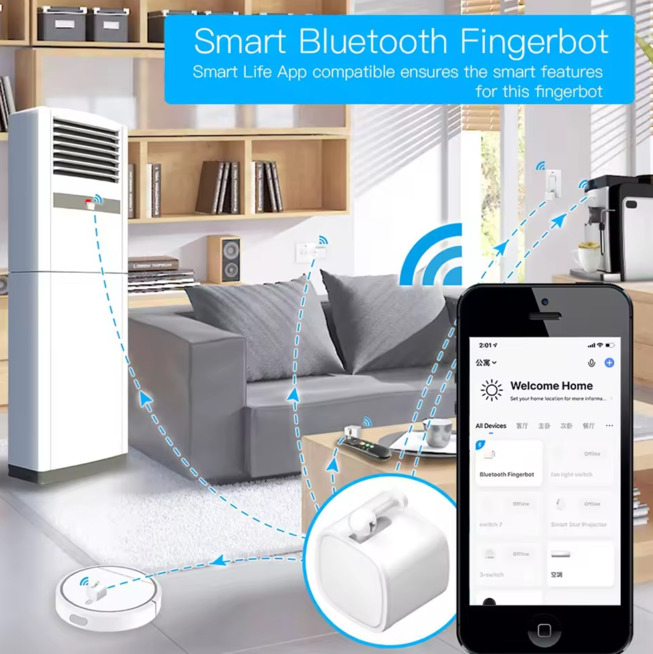 Smart Bluetooth Finger Robot Smart Switch Button Pusher Alexa Smart ...