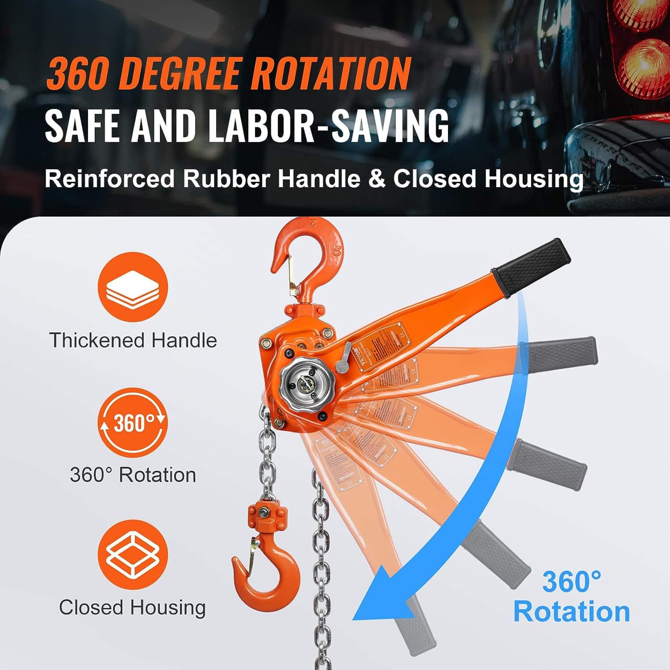 1T 2T 3T Chain Lever Block Ratchet Puller Constriction Building Hoist ...