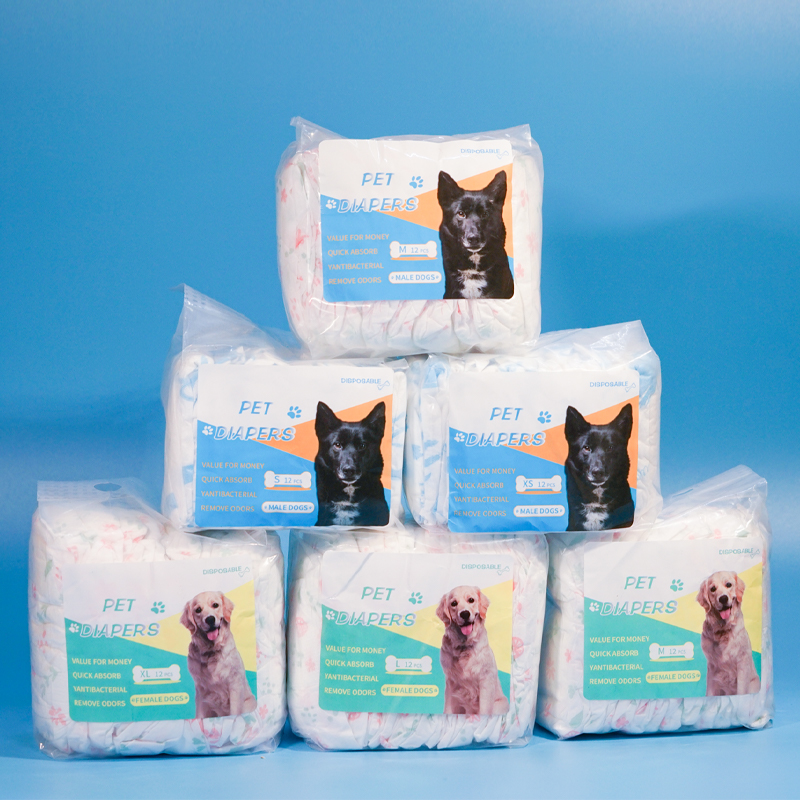 PetComfy 12 Pcs Disposable Pet Diaper for dog Female/Male XXS XS S M L ...