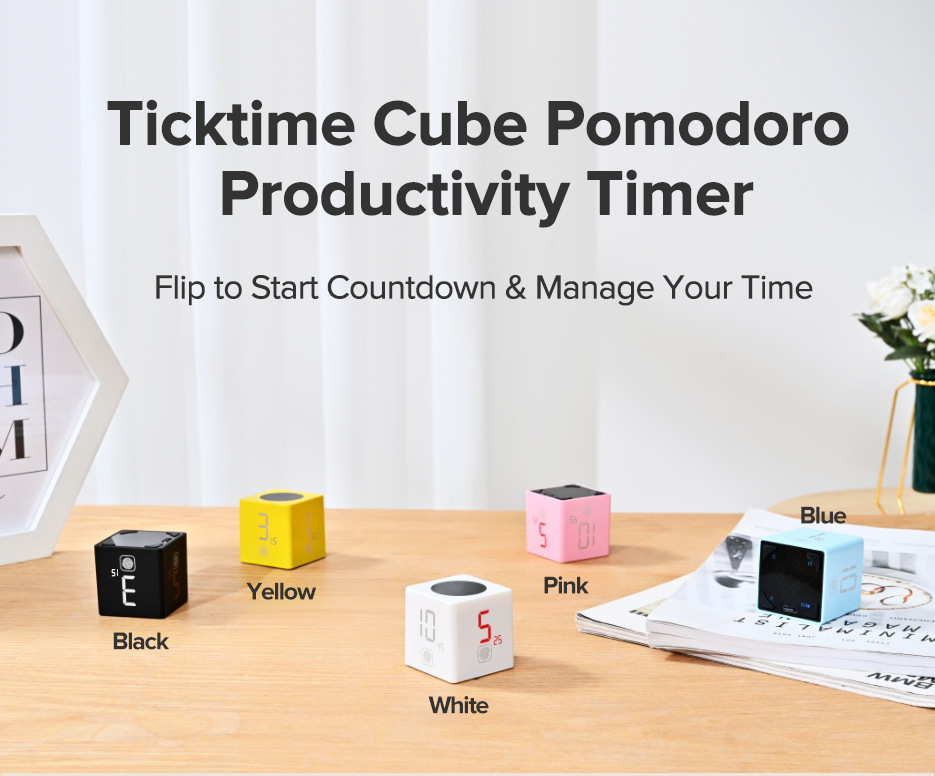 LLANO Ticktime Cube Pomodoro Timer Smart Timer For Makeup/ Applying Mask/ Makeup Competition ...