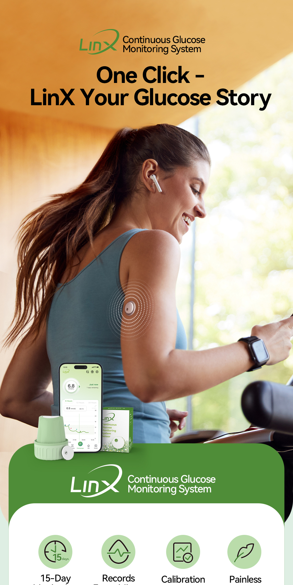 Microtech LinX 2 Full Set Continuous Glucose Monitoring System Sensor ...